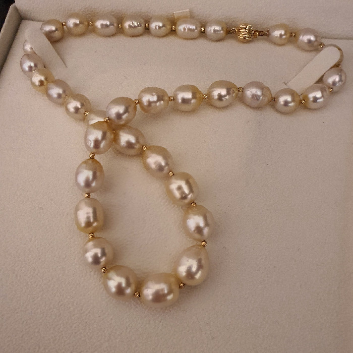 colier perle naturale aurii South Sea si aur 14k :: cerceiaur.ro